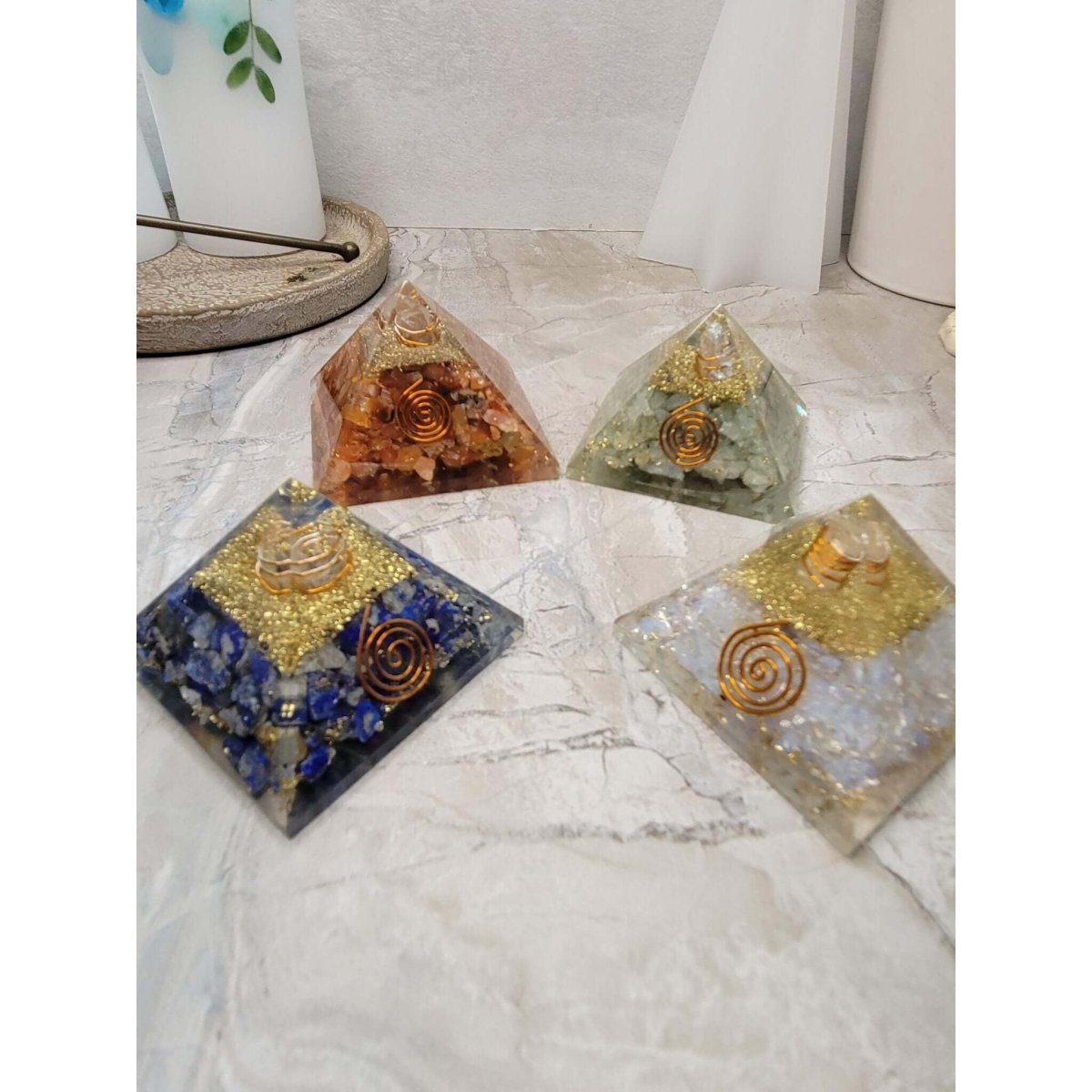 Orgone Energy Pyramid 60-65mm, Handmade Crystal chips Pyramid Crystals ...
